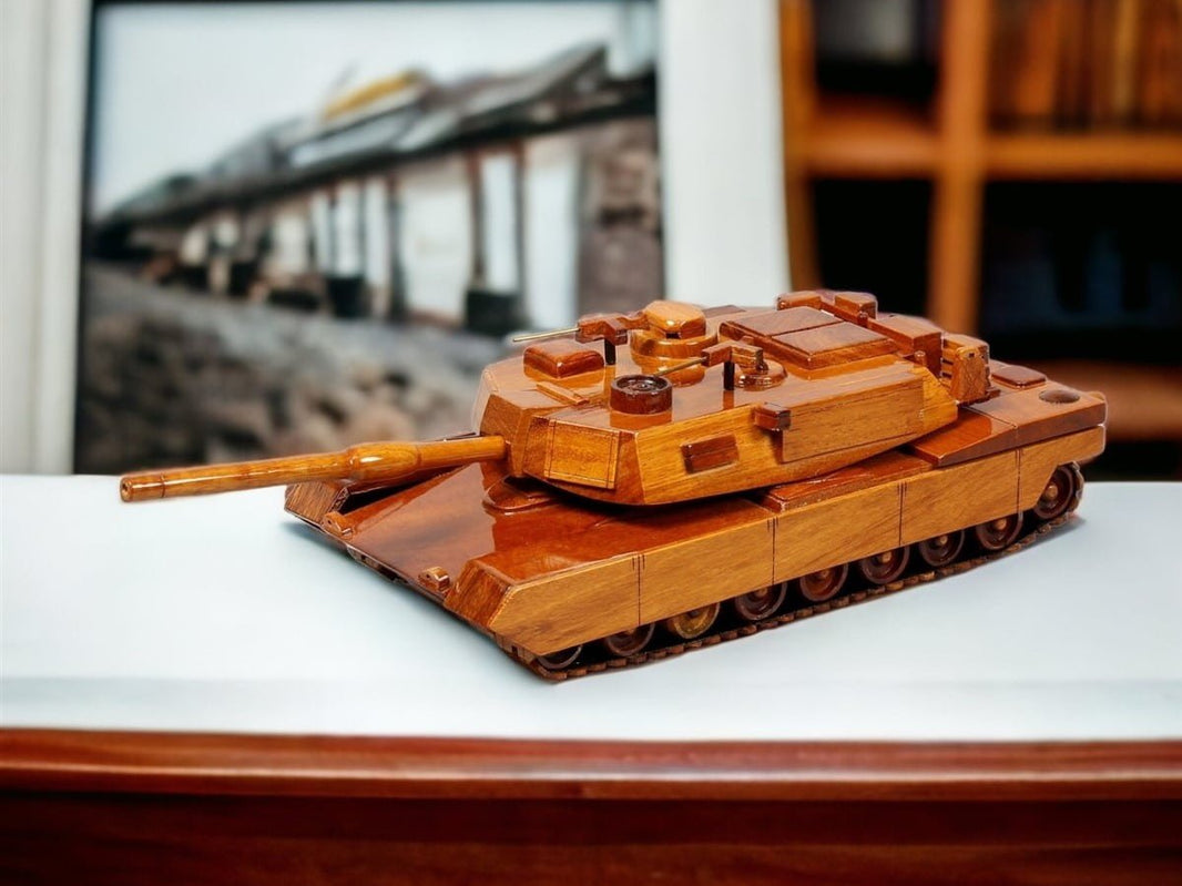 M-1 Abrams Tank Wood Model - Handcrafted Mahogany Military Gift
